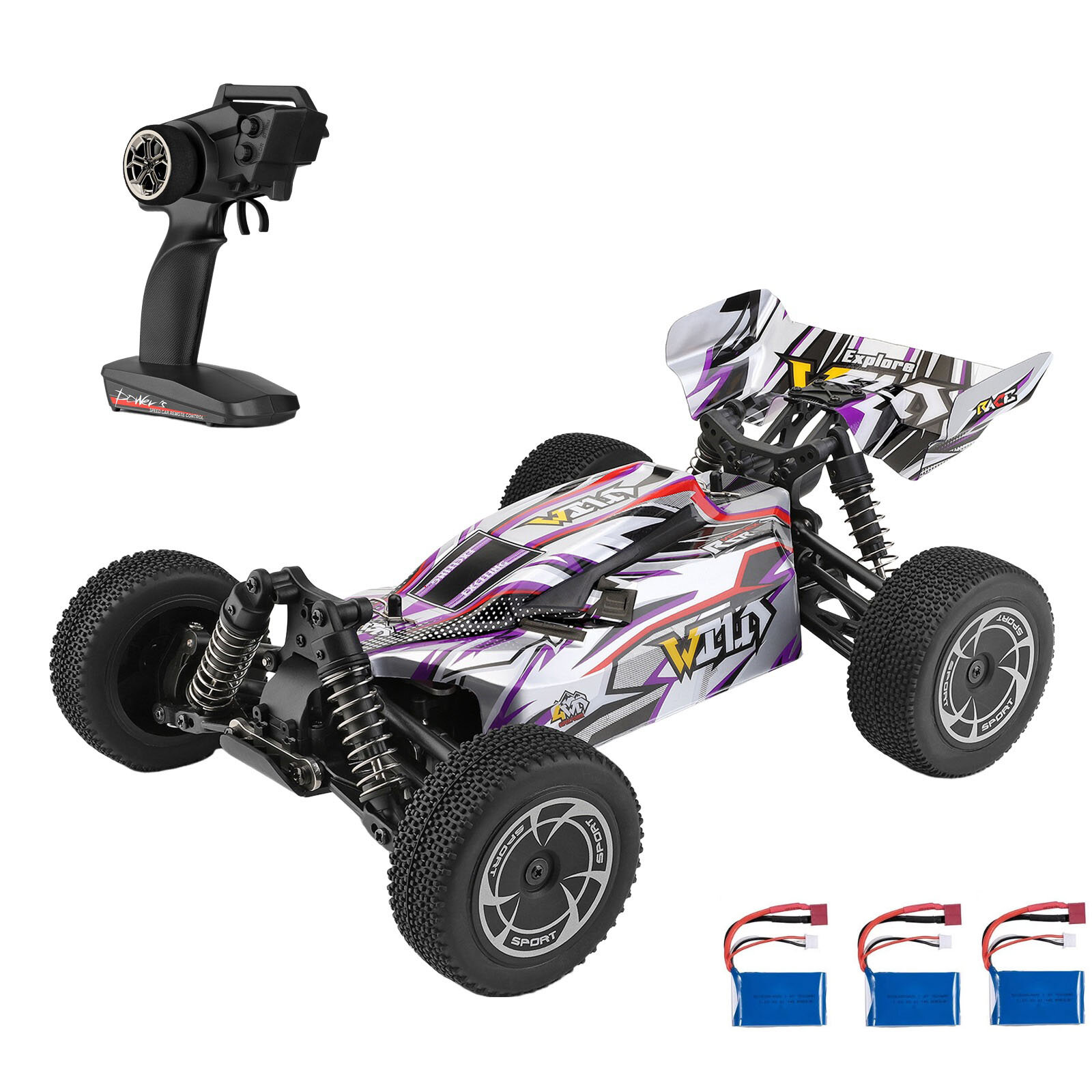 XKS 144016 Радиоуправляемая машина масштаб 1/14 35км/ч 1500mAh батарея 2.4GHz Радиоуправление 4WD Внедорожник Все terreny RTR Черный, Фиолетовый Подарки для детей Взрослые