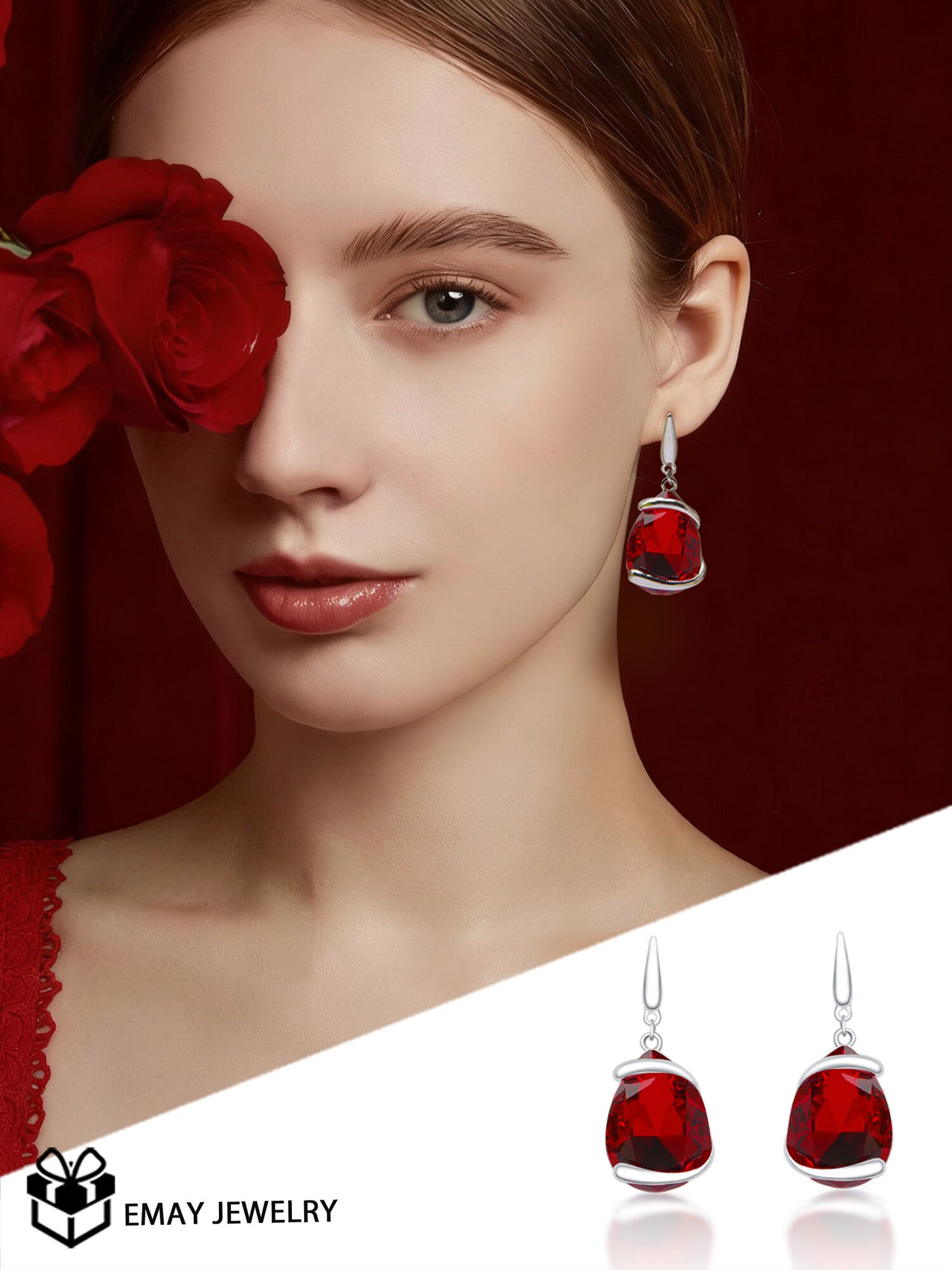 Серьги Emay, искусственный камень