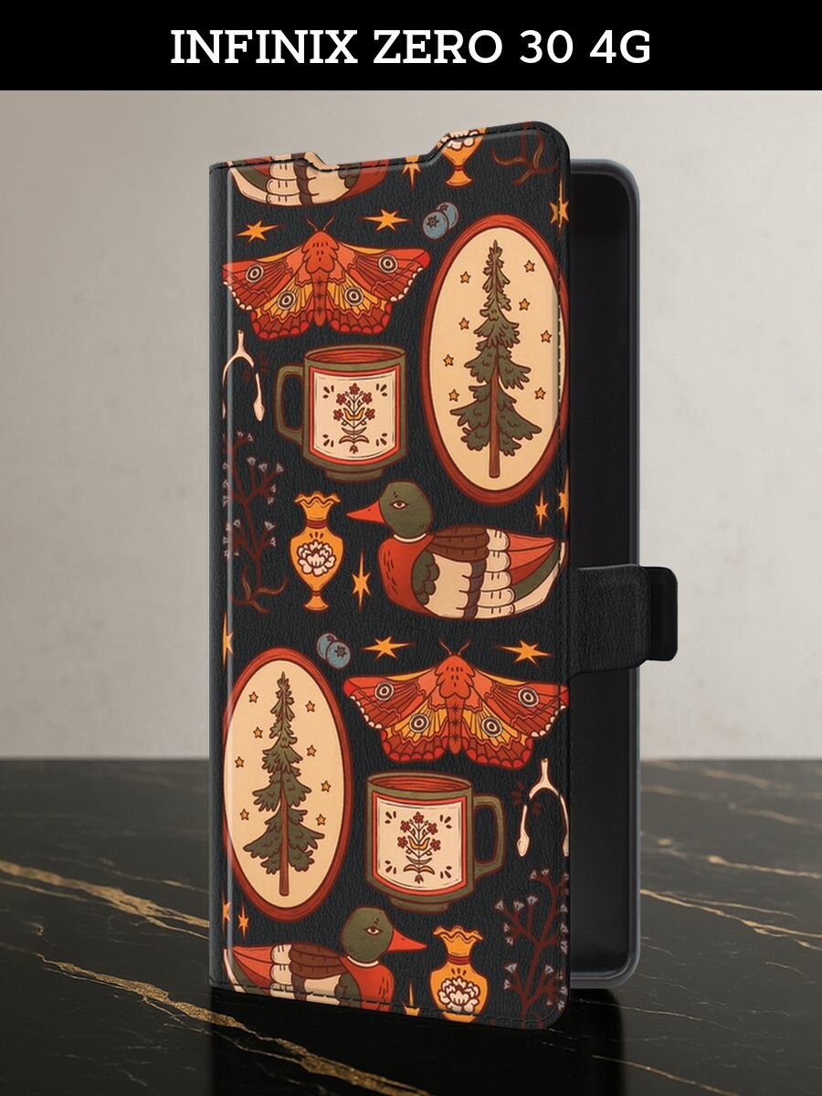 Чехол-книжка на Infinix Zero 30 4G (Инфиникс Зеро 30 4G) с картой осень