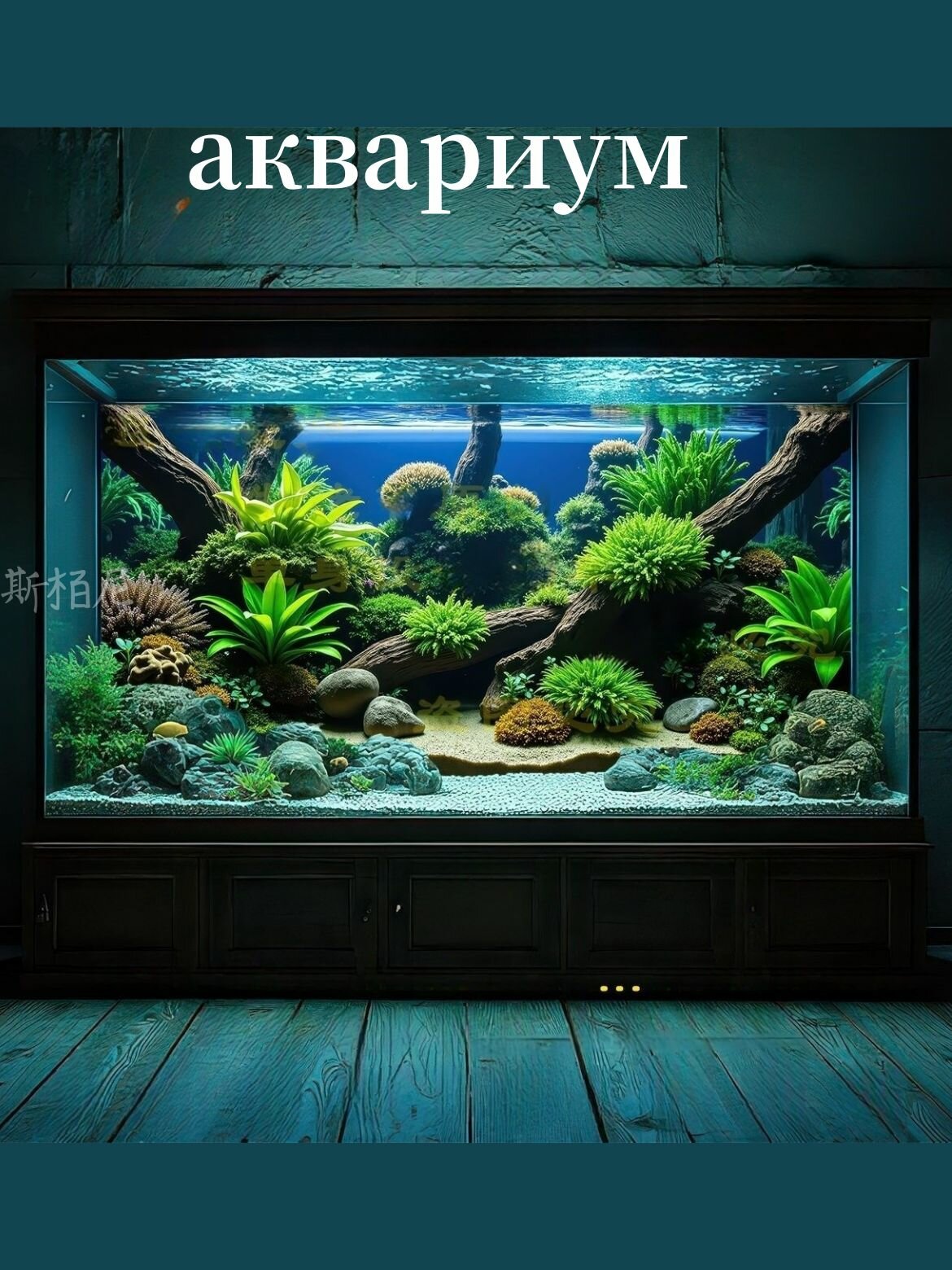 Фон для аквариума Декорации Тропические водоросли,100x50см