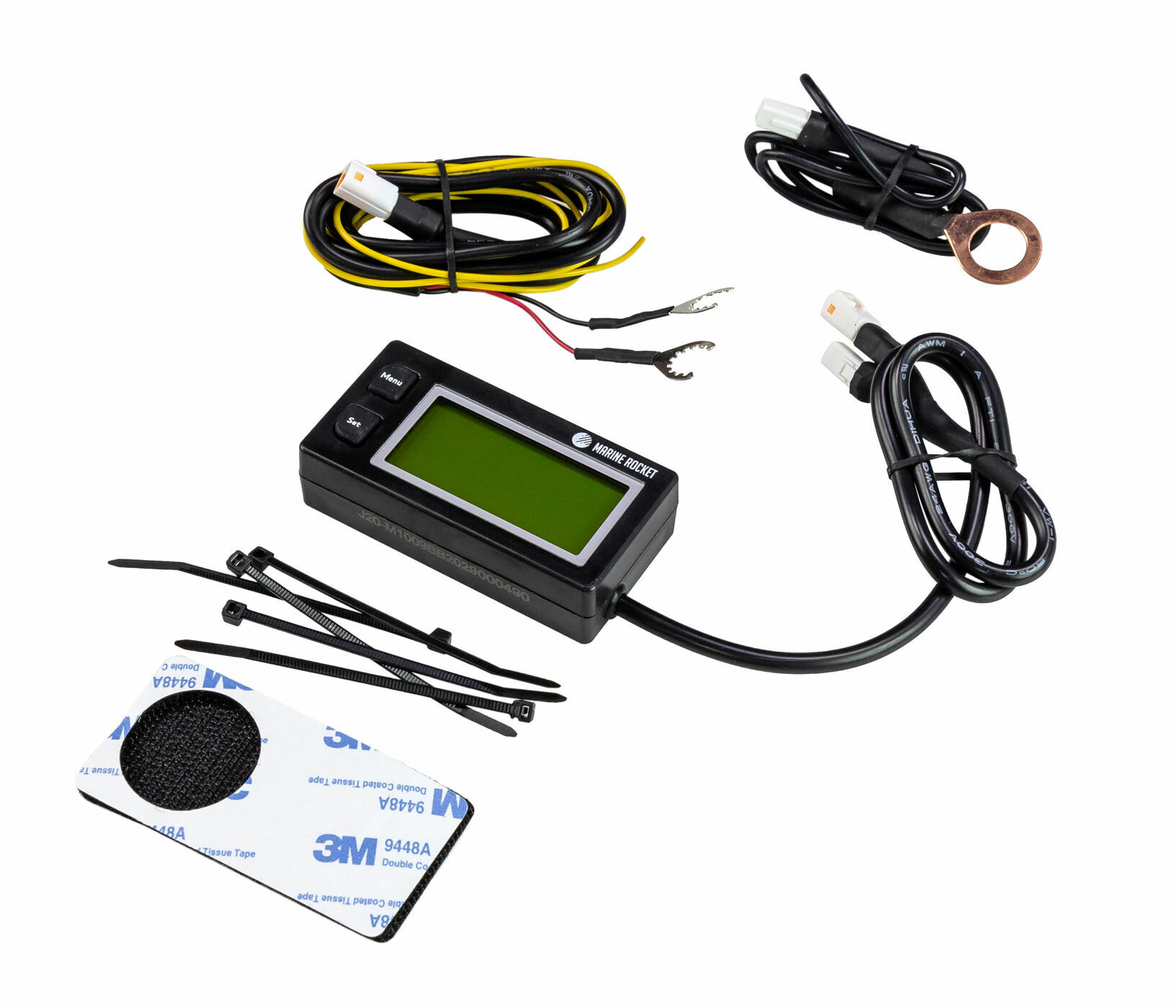 Тахометр универсальный со счетчиком моточасов, датчиком температуры, вольтметром, с подсветкой и сме