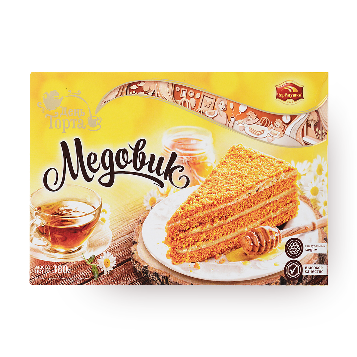 Торт День Торта "Медовик Черёмушки", песочный, с медом, 380 г