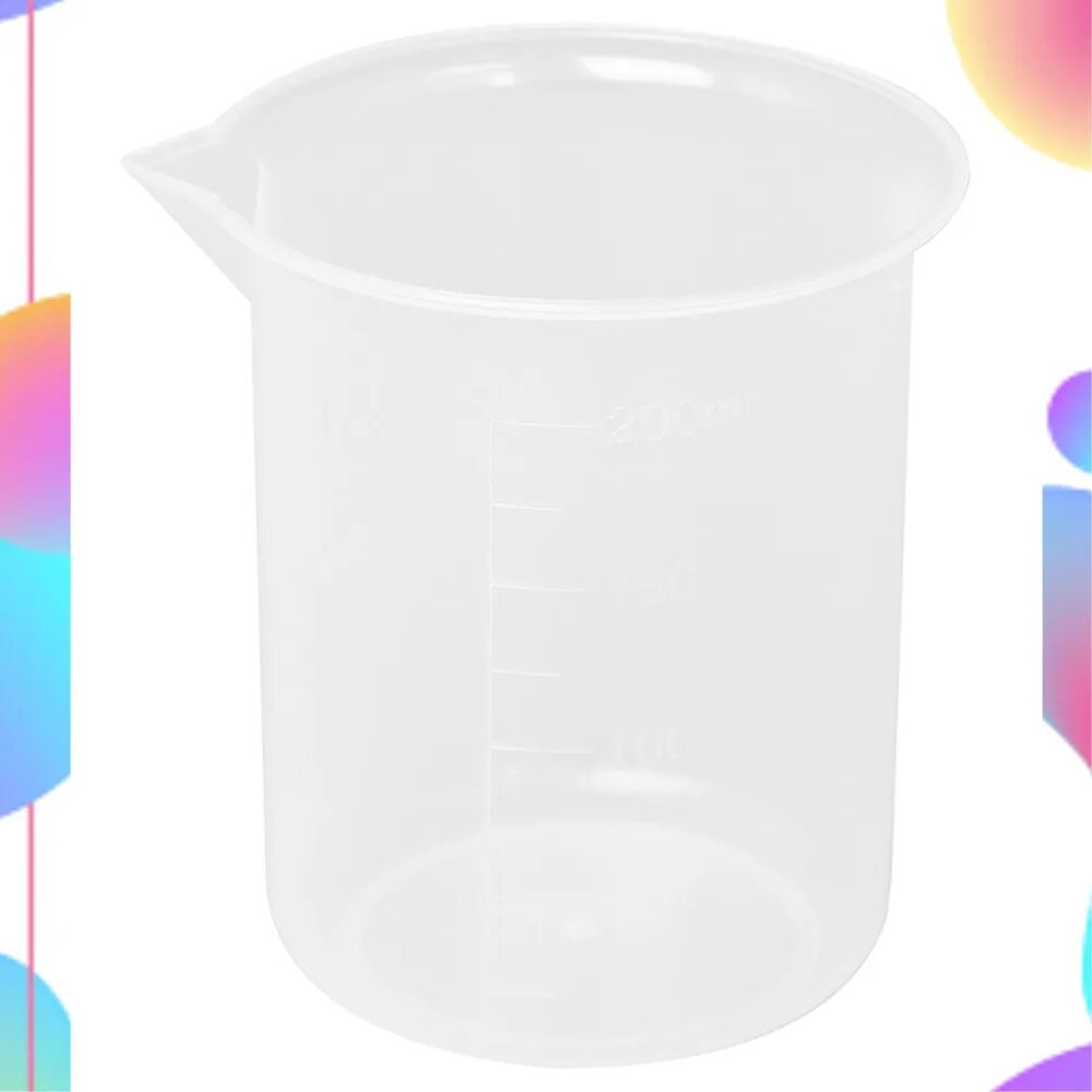 (T B E X) Кухонный лабораторный мерный стакан, прозрачный пластиковый утолщенный с крышкой, кувшин 200 мл, 2 шт.