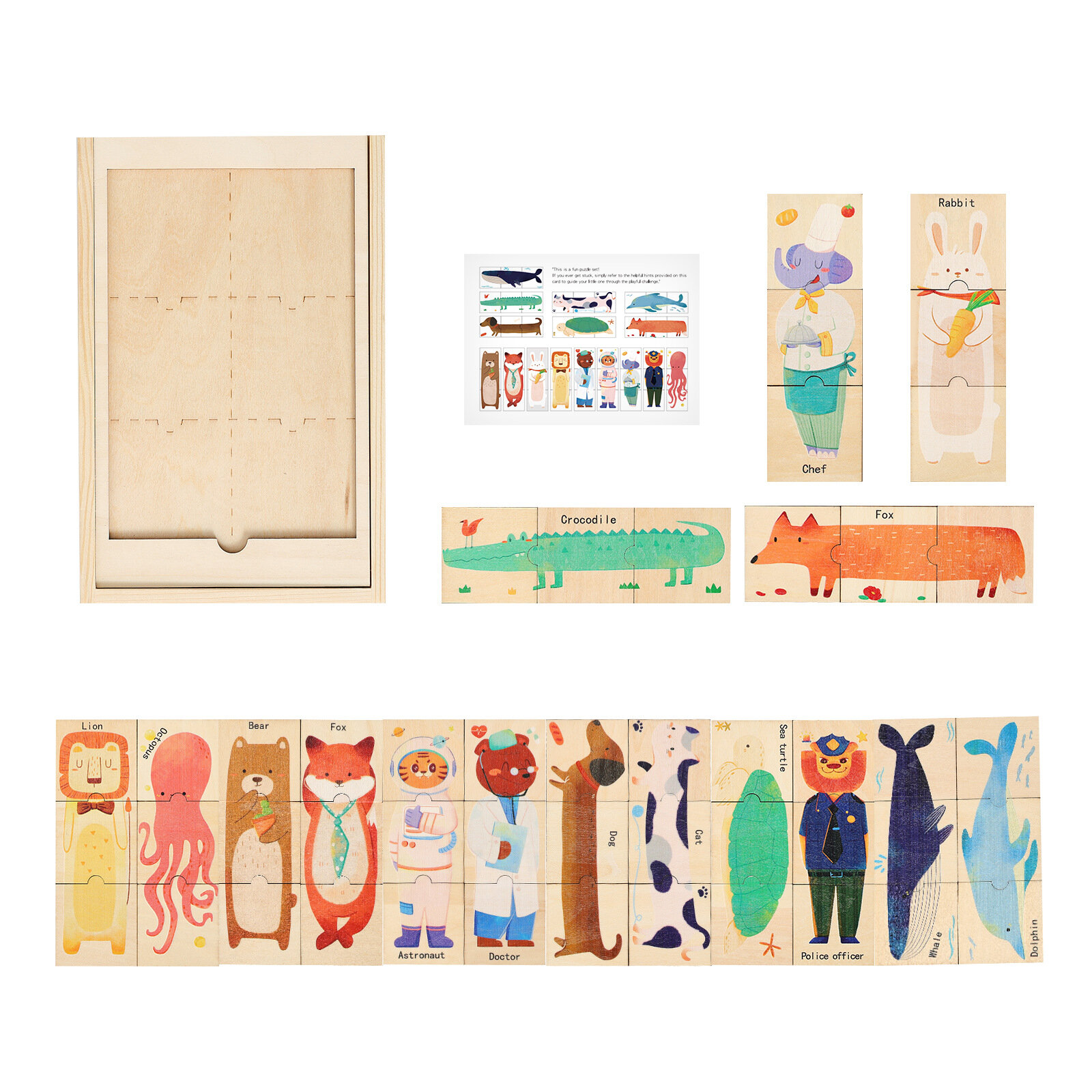 Горячая продажа на Amazon: Пазл с медведем, деревянный пазл с медведем, много комбинаций, образовательная игрушка