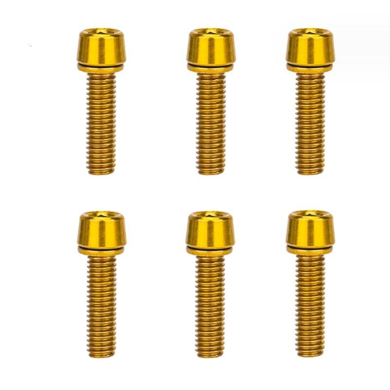 Велосипедные болты для рулевой колонки с шайбами, 6 шт, Золото