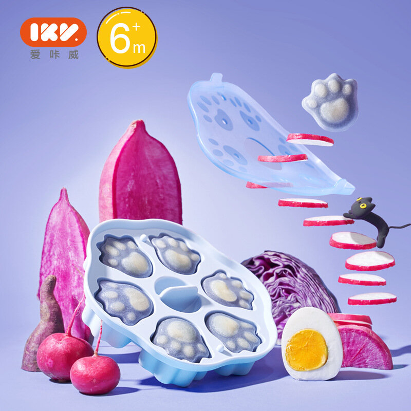 Силиконовая форма для выпечки круглых пирожков IKV Baby в форме кошачьей лапки, устойчива к высоким и низким температурам, инструмент для приготовления детского питания.