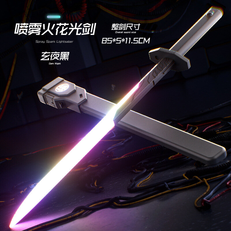 Световой меч с искрами для детей, светящийся самурайский меч, крутой цветной светящийся меч для мальчиков, игрушечный лазерный меч
