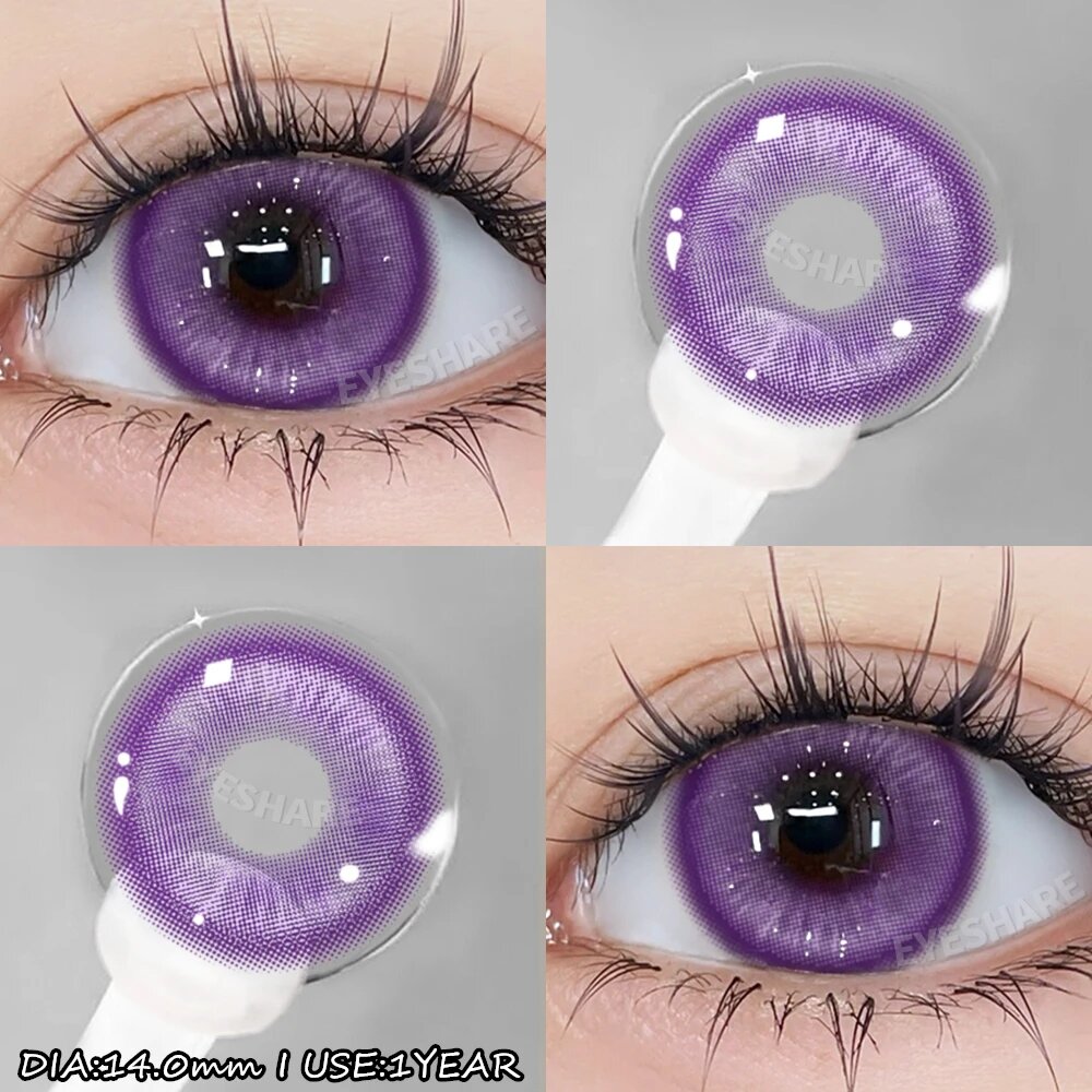 Цветные Контактные Линзы EYESHARE Для Косплея В Стиле Аниме, Одноразовые, Мягкие, HEMA, Синие, Фиолетовые, Зеленые, Красные