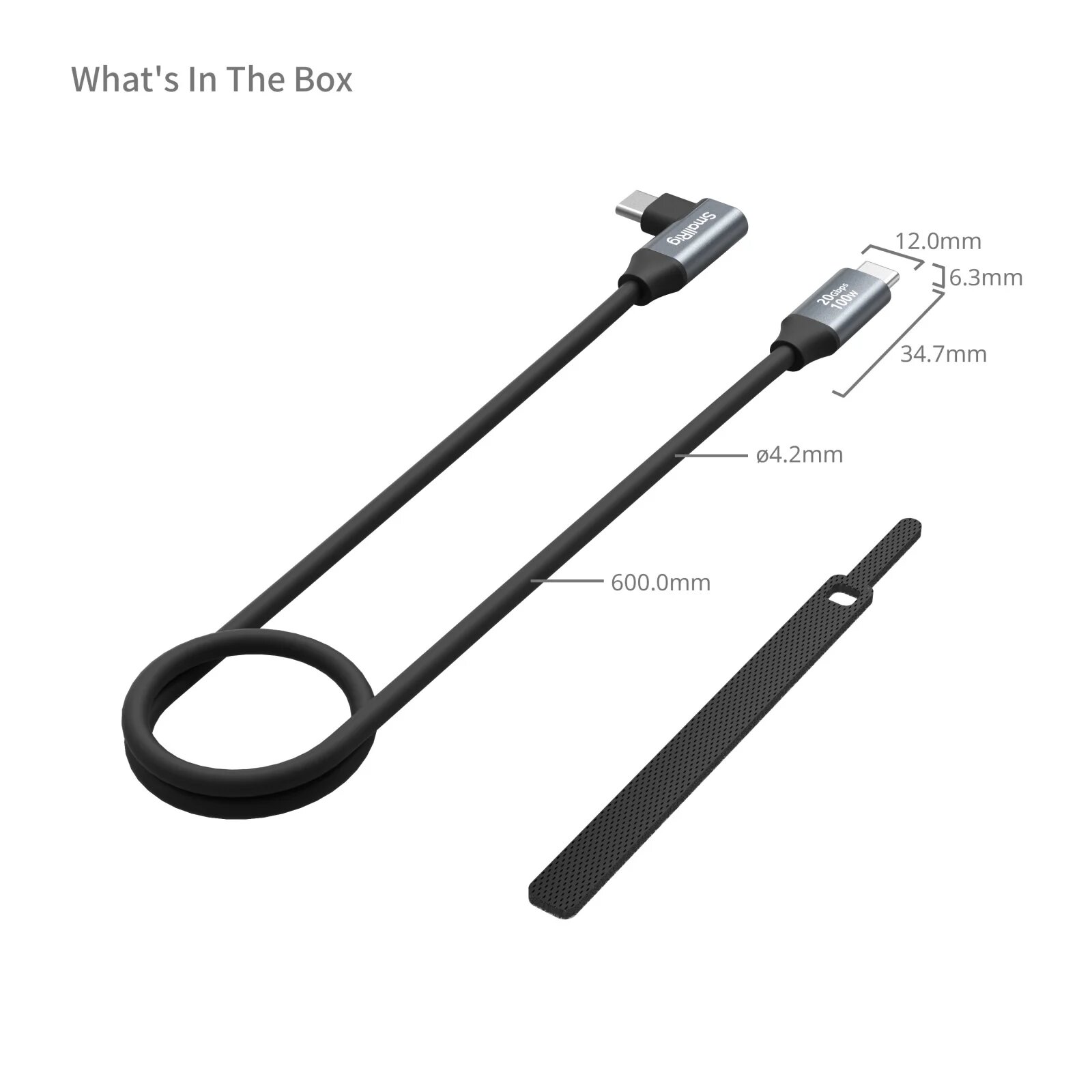 Кабель SmallRig USB-C прямой к USB-C угловой 60cm 4791