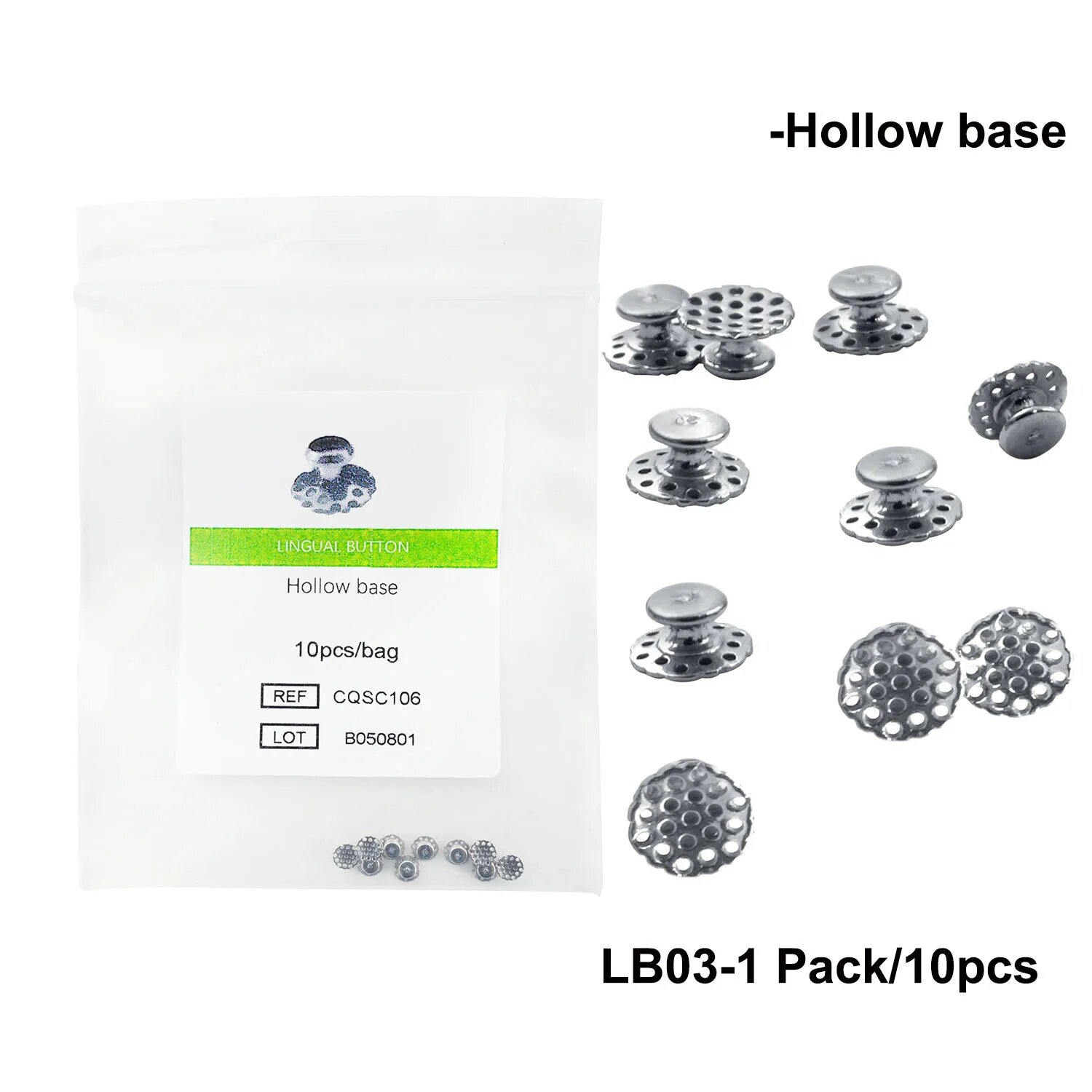 Стоматологическая ортодонтическая лингвальная кнопка WellCK, нержавеющая сталь, 1 Pack-Hollow base