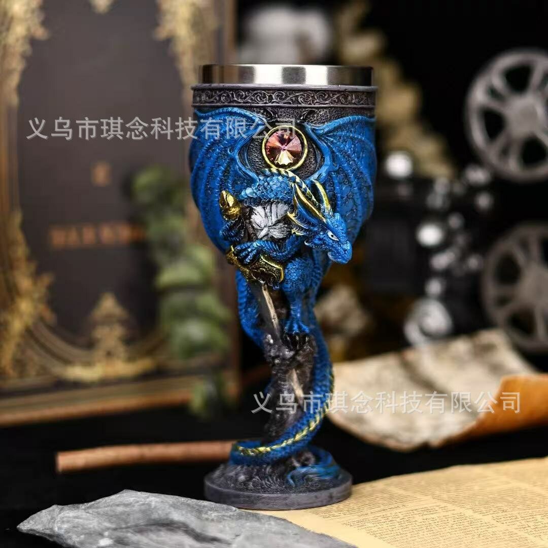 Креативная бочка из смолы, имитирующая дерево, из нержавеющей стали, Огненный Дракон, тушеное стекло - синее