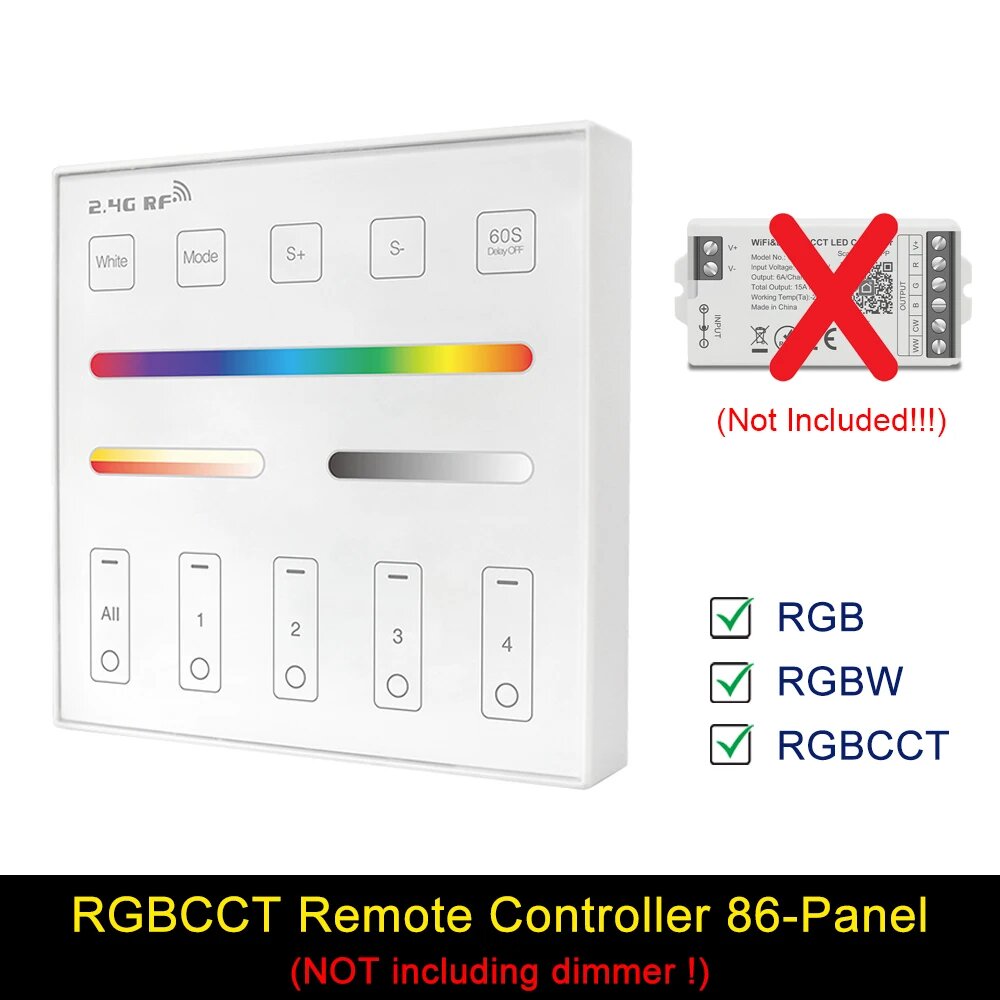 Cooleeon умный светодиодный диммер Tuya Wi-Fi Zigbee Белый, 86-Panel RGBCCT RC