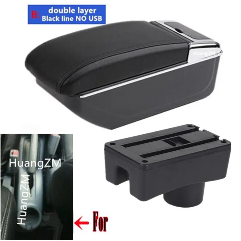 Подлокотник для Hyundai Accent Tagaz 2, автомобильный подлокотник, центральный ящик для хранения с USB, автомобильные аксессуары B black line NO USB