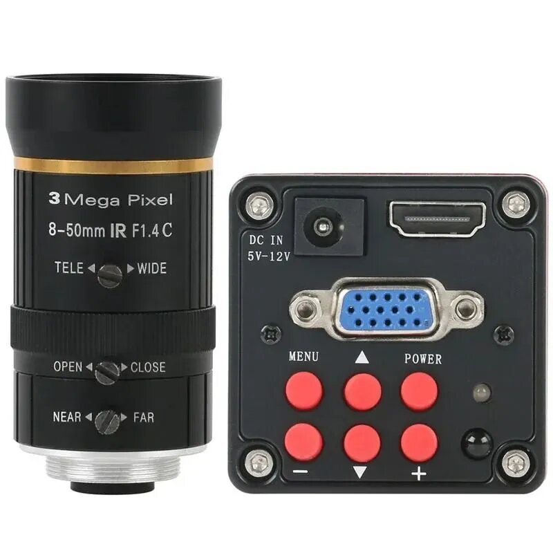 Телеобъектив 8-50mm CS C Mount для микроскопа с ручной IRIS и зумом 3 0MP совместим с 48MP камерой