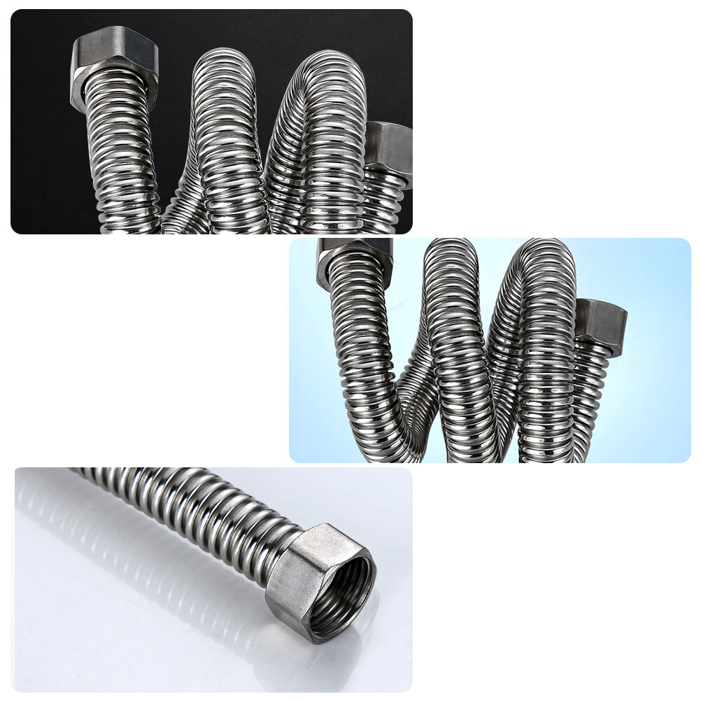 2 шт. Гофрированный шланг для водонагревателя из нержавеющей стали 304 с 4-точечным подключением, двухсторонний, для горячей и холодной воды, устойчивый к давлению, для жесткой воды (гофрированная труба 20 см).