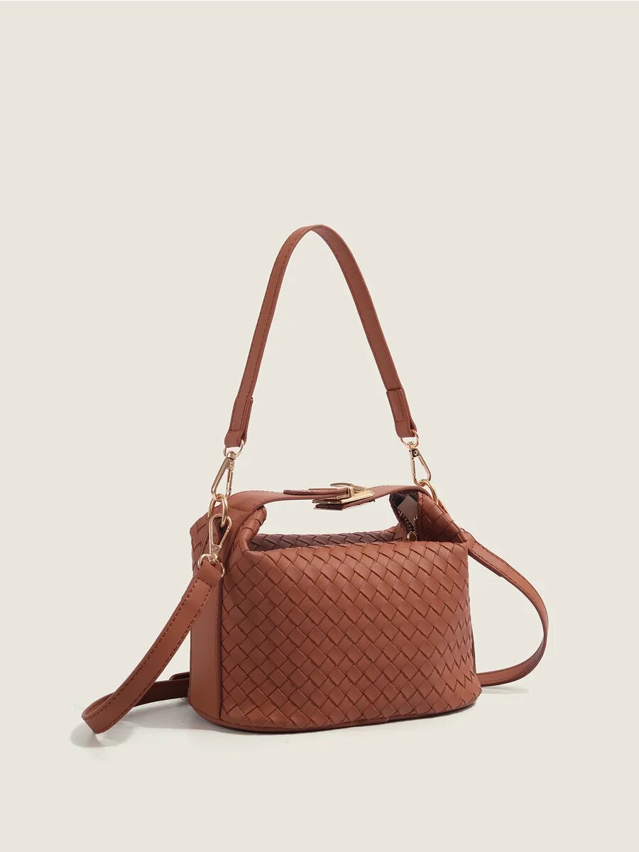 Женская кожаная плетеная маленькая квадратная сумка 2025 год