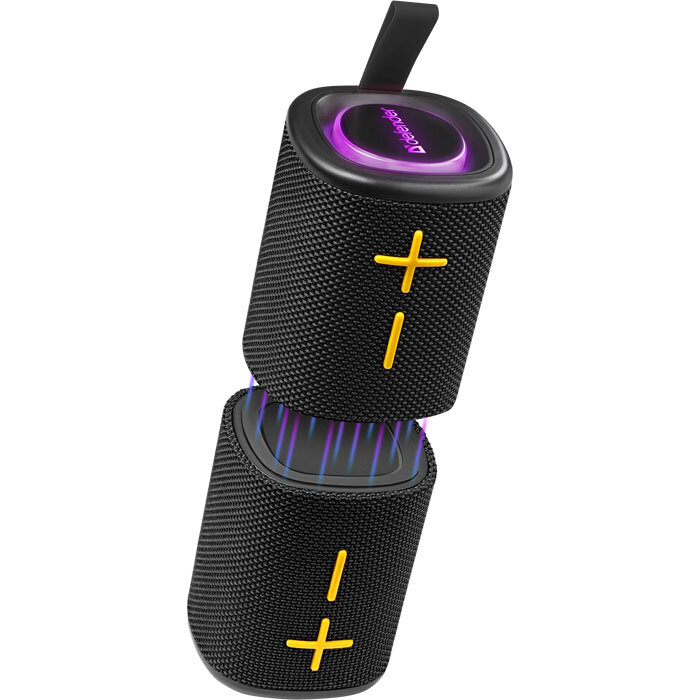 Колонка портативная Defender Union, 20 Вт, LED. bluetooth5.4, MP3, MicroSD. аккумулятор 2000мАч . чёрная c жёлтым