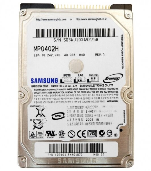 Жесткий диск Samsung MP0402H 40Gb IDE 2,5" HDD