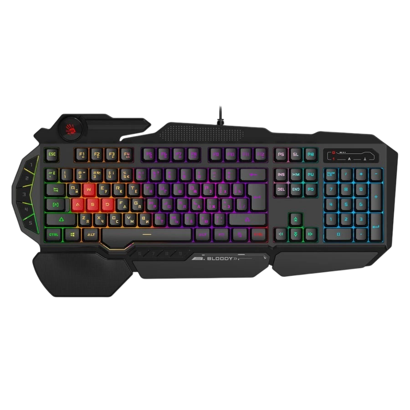Клавиатура A4Tech B310N, чёрная, USB, LED-подсветка, кабель 1.8 м