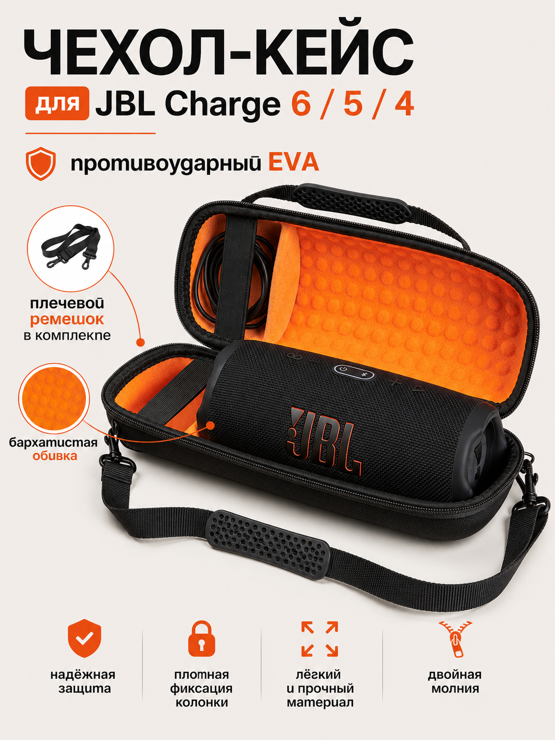 Чехол-Кейс для колонки JBL Charge 6,5,4 Защитный чехол для портативной блютуз колонки JBL Charge 6/5/4