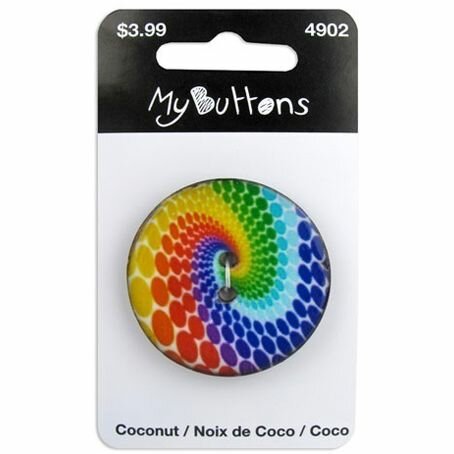 Пуговица BLUMENTHAL LANSING "My Buttons", Coconut, Spiral Rainbow, микс цветов