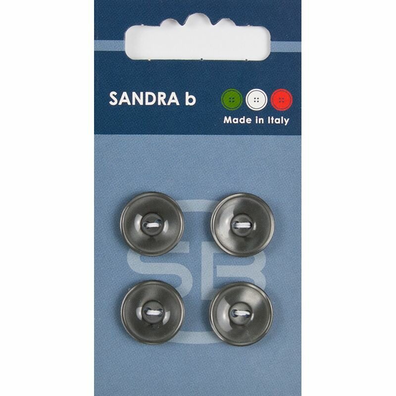 Пуговицы Sandra b Серые, 2 отверстия, 15 мм, 4 шт