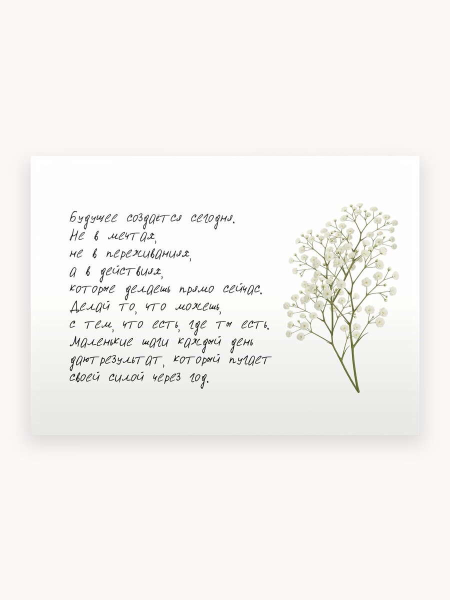 Открытка с сухоцветами meswero signature / тише / создавай