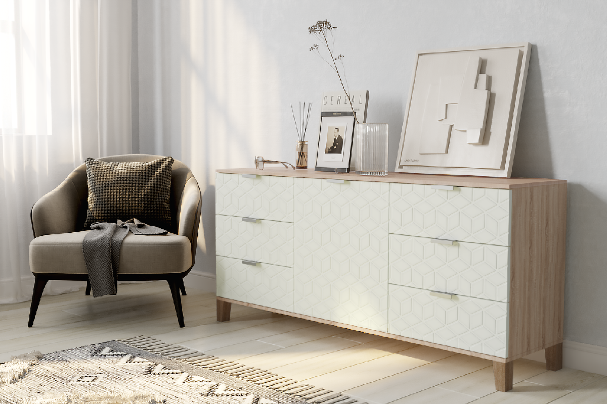 Комод Марвин Йорк 33 Милк для документов для книг для обуви для одежды для посуды однодверный 150*70*40