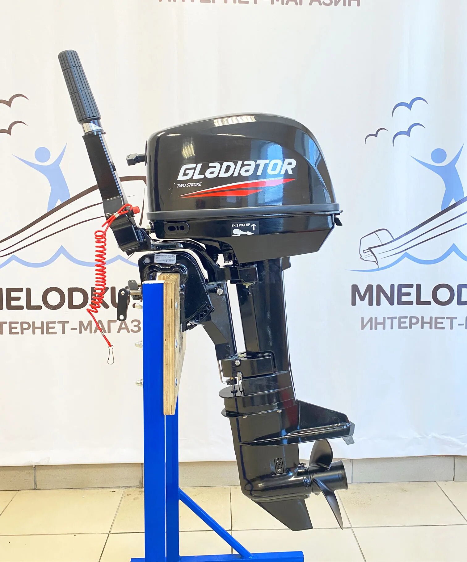 Лодочный мотор GLADIATOR G9.8FHS, 169 см3, вес 26 кг, 2-х тактный, черный