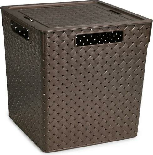 VIOLET Коробка для хранения квадратная "Береста" с крышкой 23л 294х294х301 (венге) 6823105