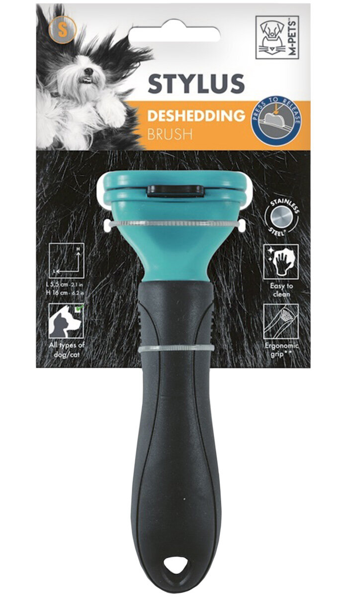 Щетка-дешеддер M-Pets Stylus Deshedding Brush для вычесывания собак и кошек S 5,5 x 16 см 1 шт