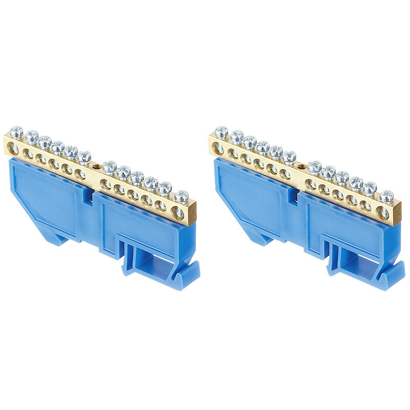 Шина нулевая на DIN-изоляторе 6х9 мм 12 отверстий синяя (2 шт.)