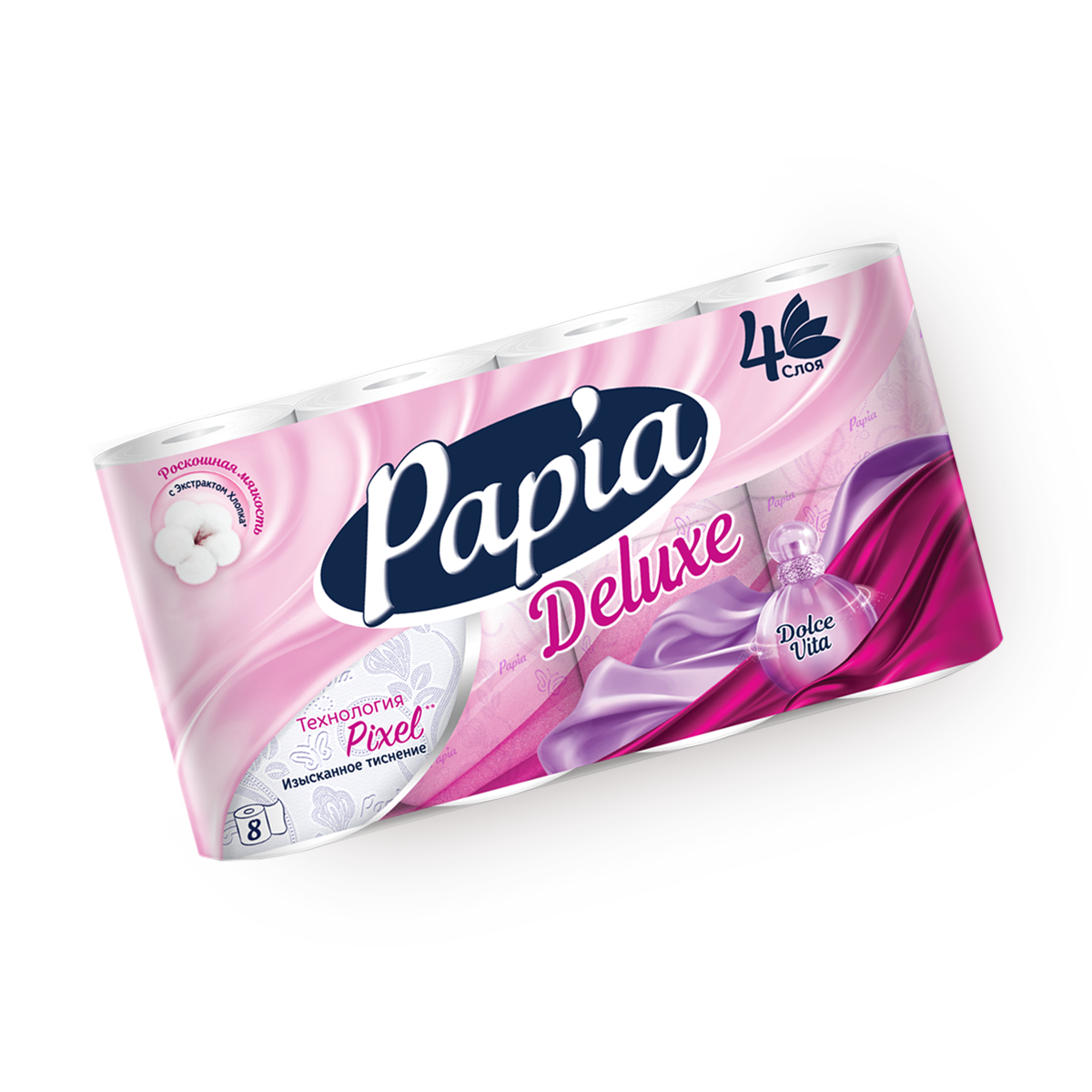 Туалетная бумага Papia Dolce Vita, 4 слоя, ароматизированная, 8 рулонов