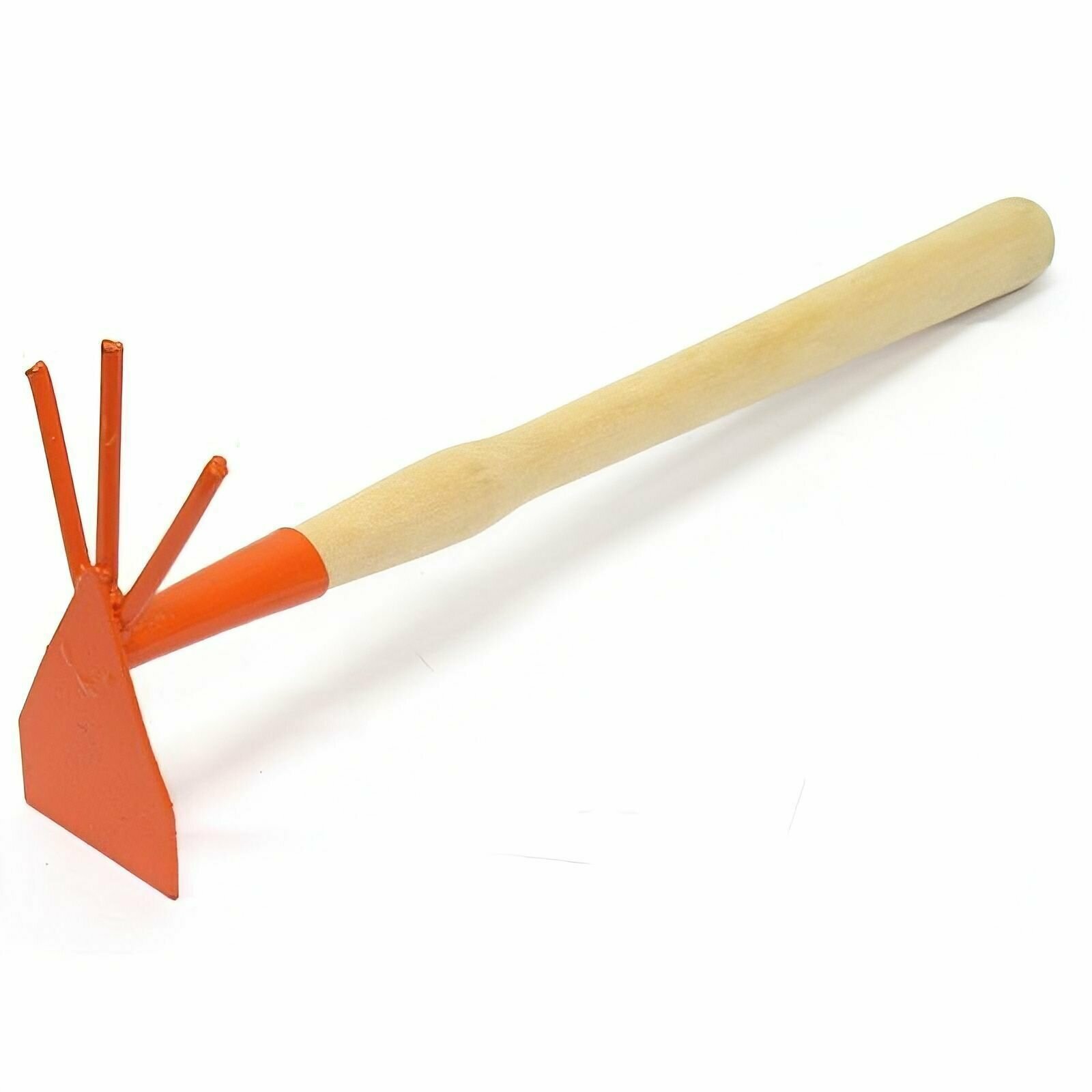 Комбинированная мотыжка, рыхлитель и лопатка, углеродистая сталь, 32 см, 3 зуба, деревянная ручка, отлично подходит для быстрой и качественной прополки грядок и клумб.