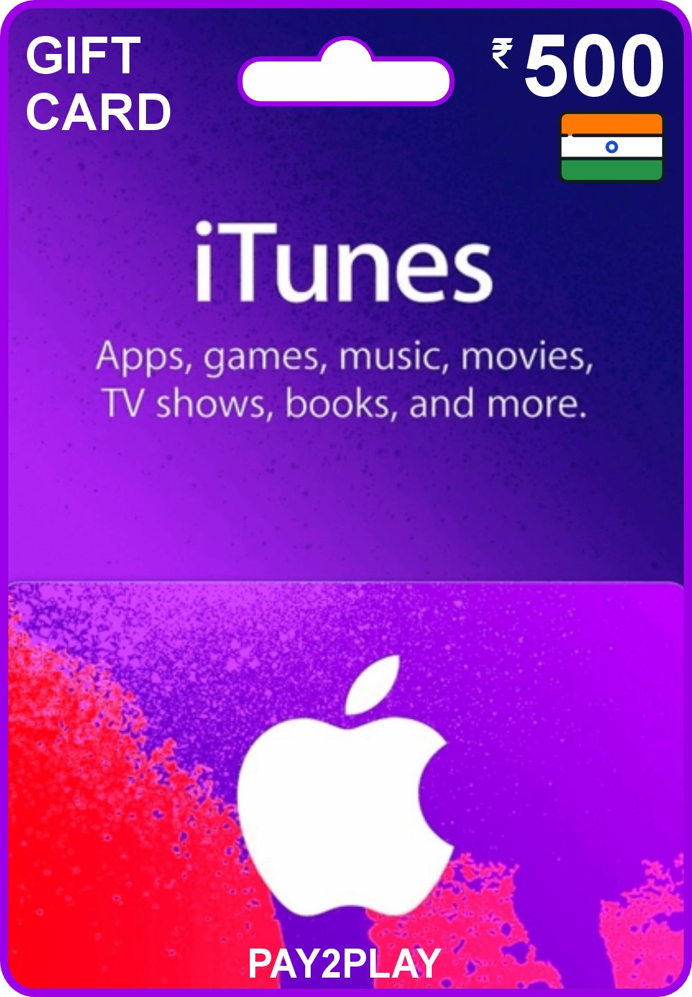 Подарочная карта Apple iTunes 500 INR / Индия / Цифровой код, пополнение счета / iTunes Gift Card India