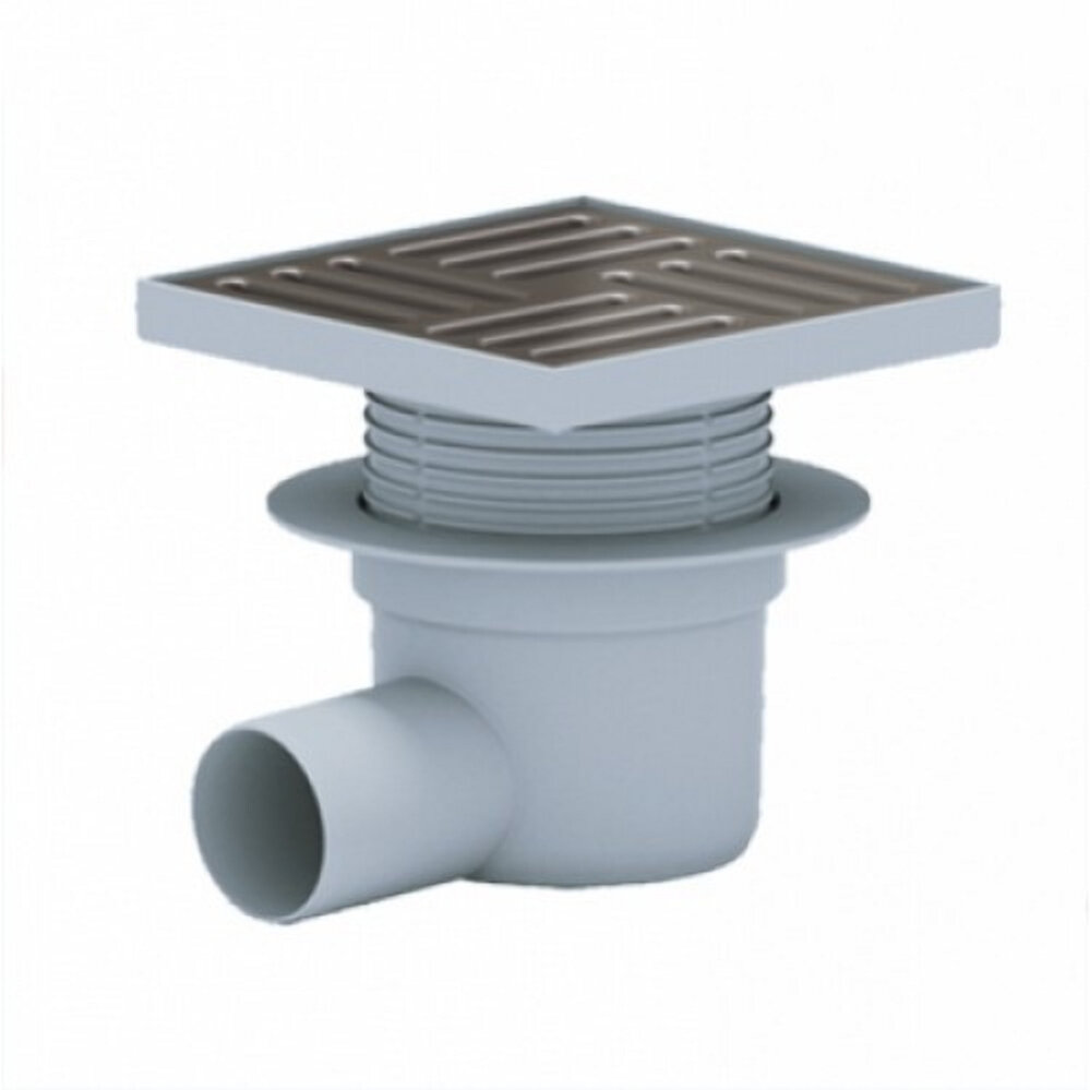 Трап горизонтальный АниПласт вып.50 регул. с реш. 15x15 металл. сухой