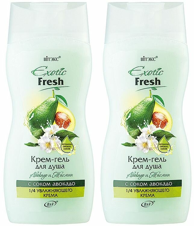 Витэкс Exotic Fresh Крем-гель для душа "Авокадо и Жасмин", 500 мл, 2шт