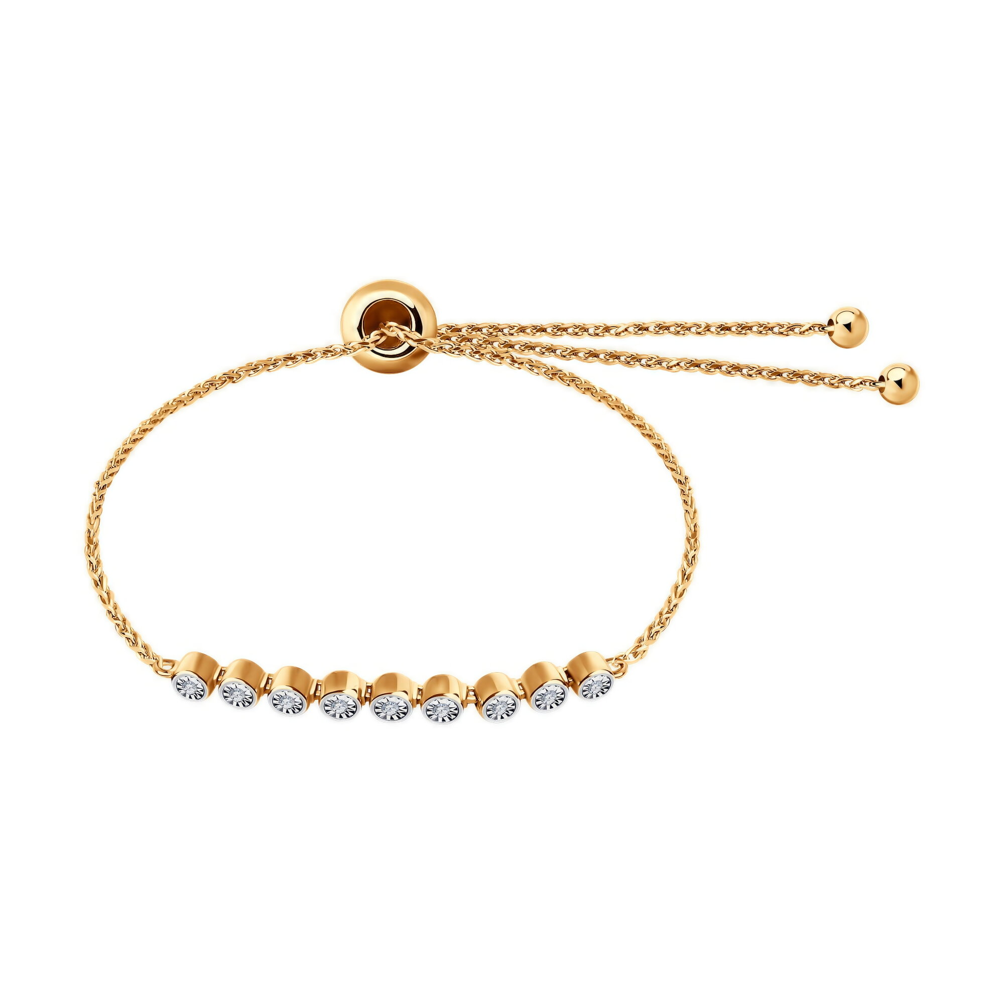 Браслет, красное золото, 585 проба, бриллиант