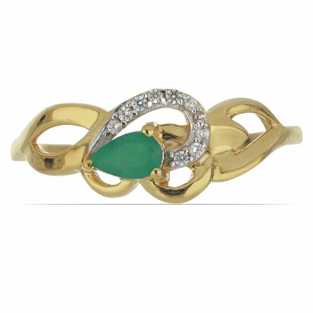 Кольцо, серебро, 925 проба, изумруд, циркон