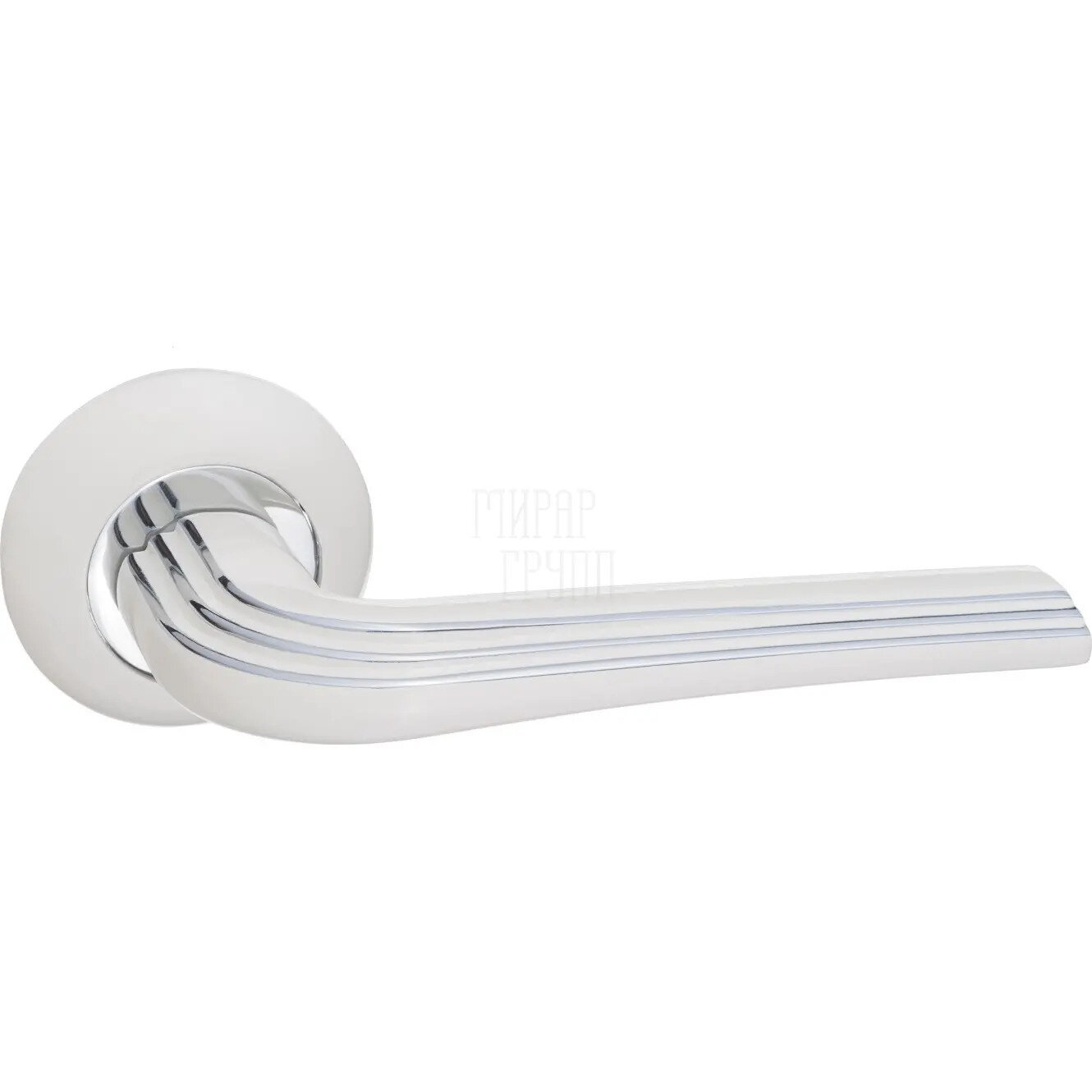 Дверные ручки Renz (Ренц) "Терамо" INDH 429-08 на круглой розетке белый + полированный хром