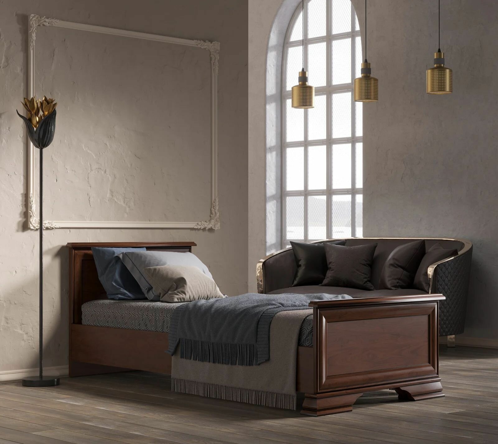 Кровать односпальная Kentaki LOZ90x200, каштановая, 90х200 см, с ортопедическим основанием