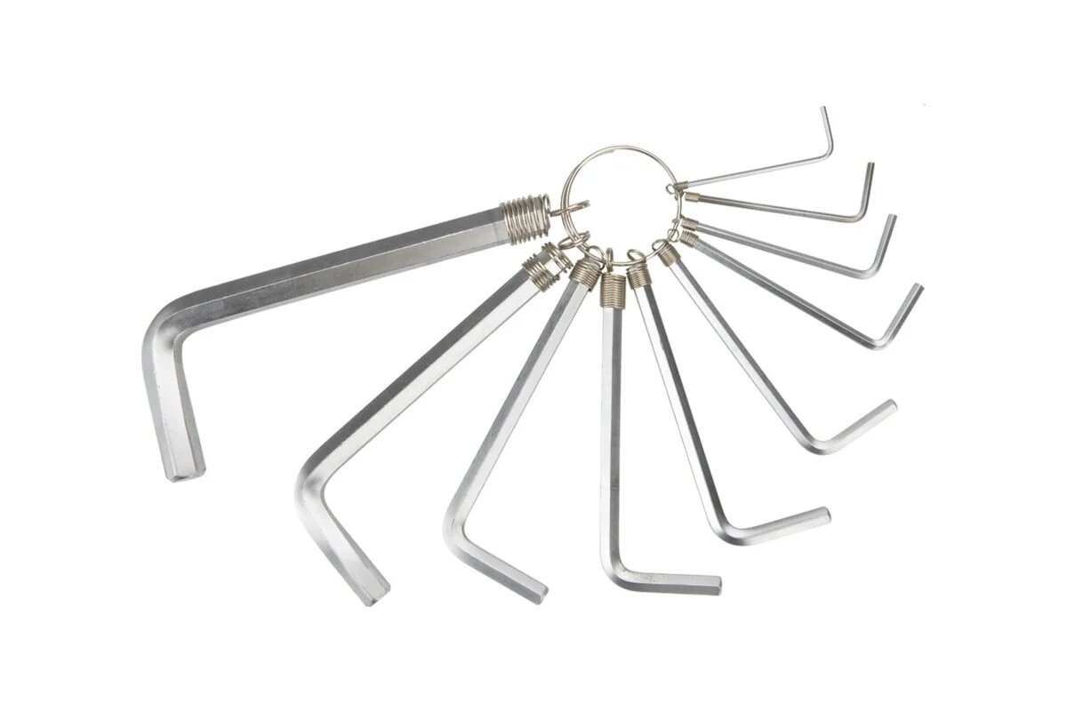 TOPEX Ключи шестигранные 1.5-10 мм, набор 10 шт, на кольце, сталь CrV 35D954