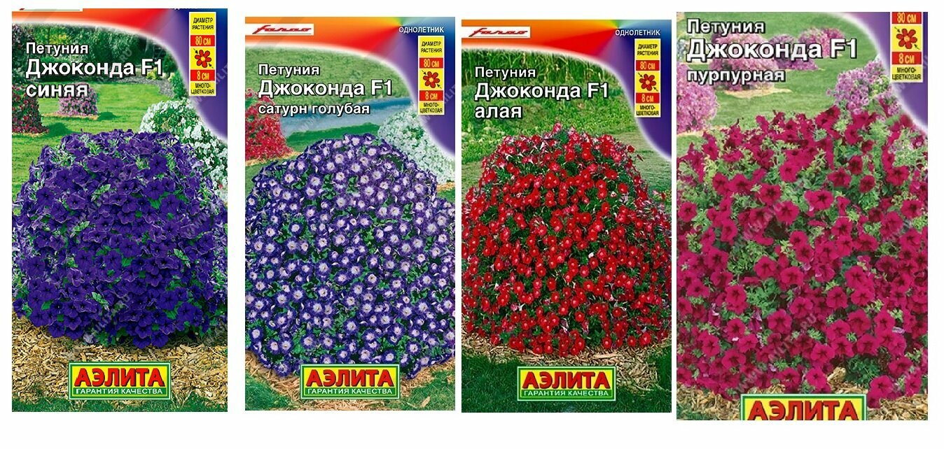 Набор семян петунии "Ренессанс" (Джоконда Синяя F1, Алая F1, Пурпурная F1, Сатурн Голубая F1 )