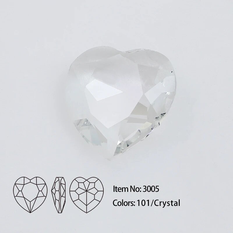 Кристальные стразы сердце 3D, 28 мм, Цвет: 101 Crystal