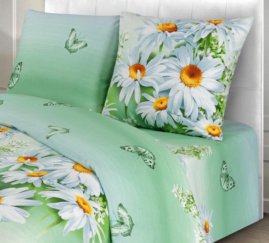 Постельное бельё бязь 2 спальное с Евро простыней - М - 125 - Дневной Аромат