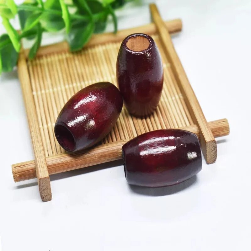 Деревянные бусины 30*20 мм, овальные деревянные подвески, лакированные поделки «сделай сам», изготовление ювелирных изделий, аксессуары для украшения ожерелья, темно-красные, 20 шт, большое отверстие