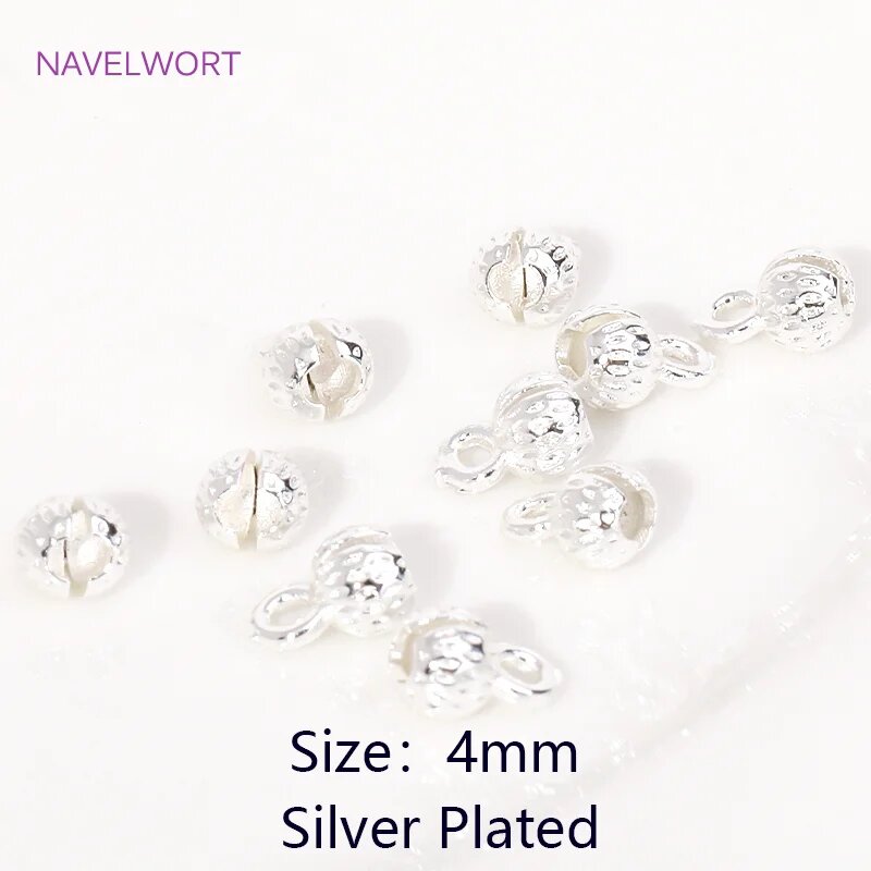 Латунные обжимные концевые зажимы с позолотой 18 карат NAVELWORT 20 штук 20 pieces, Silver Plated