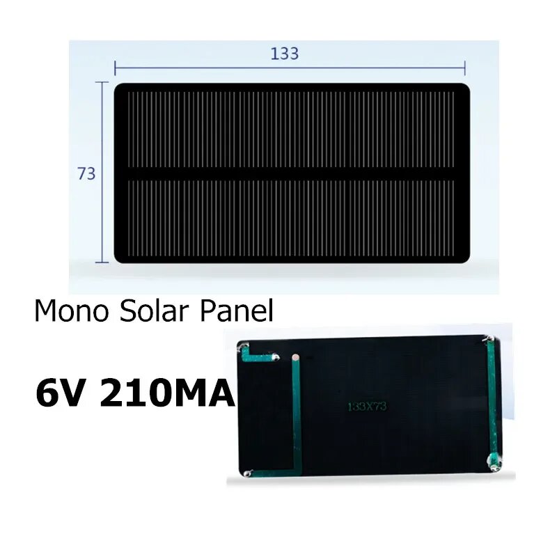 Солнечная панель 6V 210mA 133x73mm