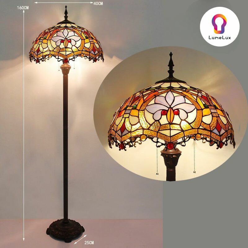 LumeLux-Красивый и элегантный светильник Тиффани в стиле барокко с латунным основанием для гостиной
