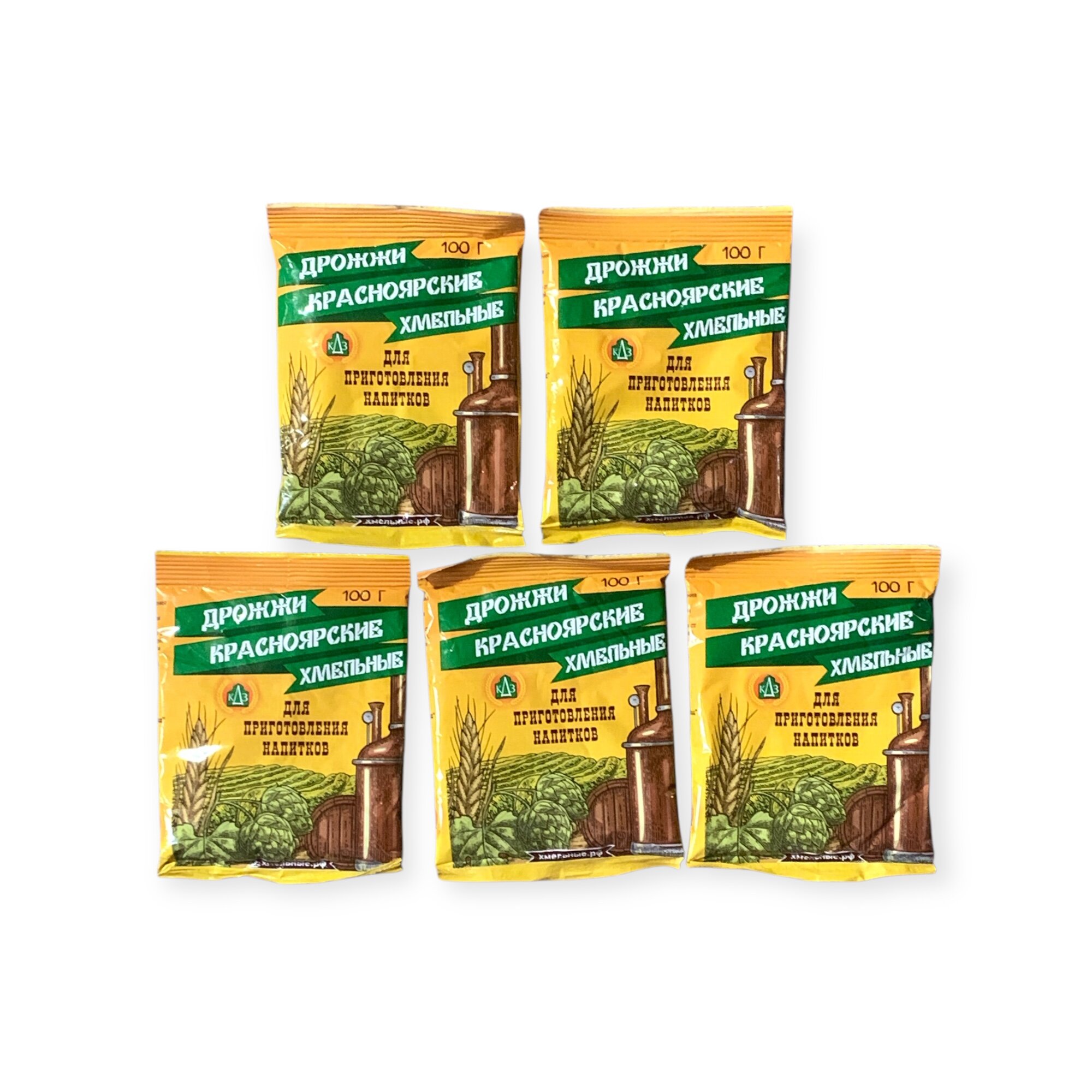 Сухие активные дрожжи «Хмельные» 100 гр, 5 пачек